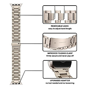 TRUMiRR Band Sets for Apple Watch Series 8 7 41mm Starlight Women, 2 Pack Solid Stainless Steel Watchband + Mesh Strap for iWatch SE Series 8 7 6 5 4 3 2 1 41mm 40mm 38mm