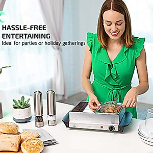 OVENTE Electric Buffet Server and Food Warmer with Temperature Control Perfect for Parties, Dinners and Entertaining, Two 1.5 Quart Chafing Dish Set with Stainless Steel Warming Tray, Silver FW152S