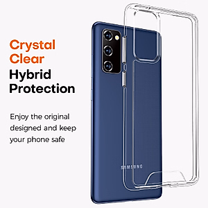 Rayboen for Samsung Galaxy S20 FE Case with 2X Soft Screen Protector, Anti-Scratch Transparent Hard PC Back Crystal Clear Flexible Shockproof Protection Phone Cover for Galaxy S20 FE 5G