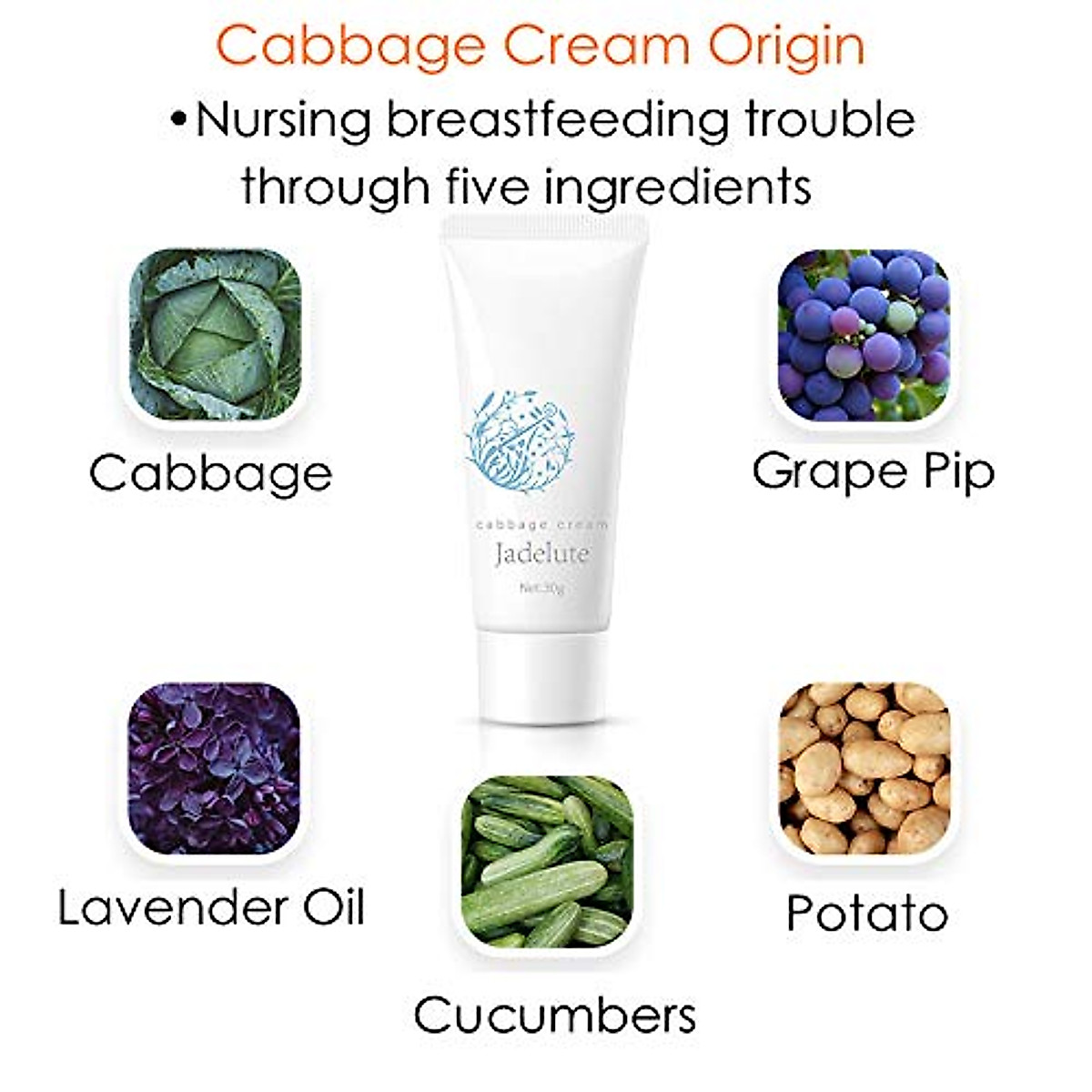 Jadelute Cabbage Cream for Breast Engorgement,Clogged Ducts,Weaning and Mastitis | essentials for Lactation period