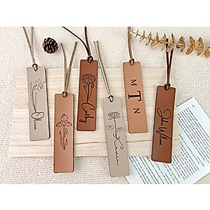 Personalized Engraved Leather Bookmark, Birth Flower Bookmark, Reader Gift, Name Bookmark, Birthday Gift for Her, Valentines/Anniversary Gift for Him/Couple.