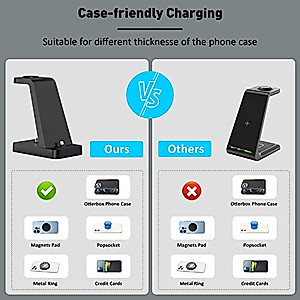 Charger Station for iPhone Multiple Devices - 3 in 1 Fast Wireless Charging Dock Stand for Apple Watch Series 7 6 SE 5 4 3 2 & Airpods iPhone 14 13 12 11 Pro X Max XS XR 8 7 Plus 6s 6 with Adapter