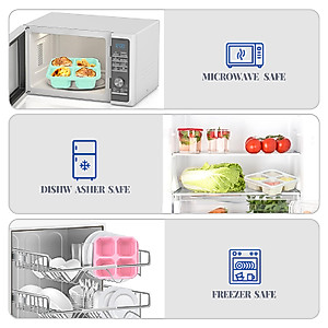 TKOnline Set of 8 Bento Snack Boxes, Meal Prep Container, 4 Compartments Leakproof Food Prep Containers for School, Work and Picnic