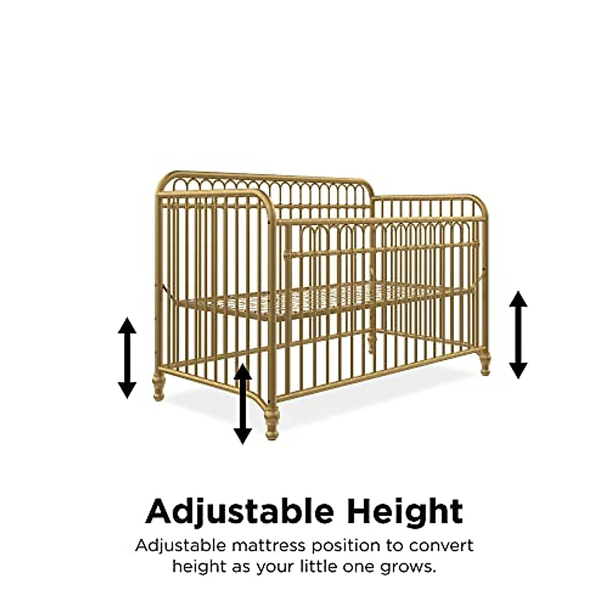 Little Seeds Raven 3-in-1 Convertible Metal Crib, JMPA Certified, Gold