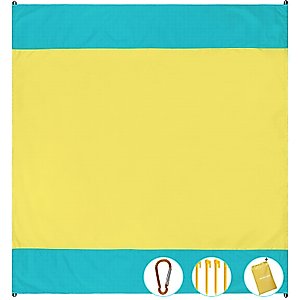 Antetek Beach Blanket, 79''×83'' Picnic Blankets Waterproof Sandproof for 4-7 Adults, Oversized Lightweight Beach Mat, Portable Picnic Mat, SandProof Mat for Travel, Camping, Hiking