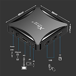 Android 13.0 TV Box,X88 Mini 13 4GB RAM 64GB ROM RK3528 Quad-Core Wifi 2.4G/5.8Ghz 8K HDR10+ Ultra HD USB Smart Home Player
