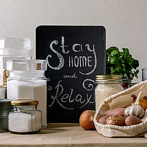 Didaey Set of 18 Slate Boards Black Slate Board Cheese Board Serving Stone Plates Sushi Slate Cheese Tray Individual Slate Platter for Christmas Chalkboard Cutting Food Cake Fruit Meat(Square)