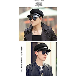 Classic Chauffeur Hat for Men Women Unisex Captain Sailor Hat Newsboy Cap Costume Hats (US, Alpha, One Size, Black)