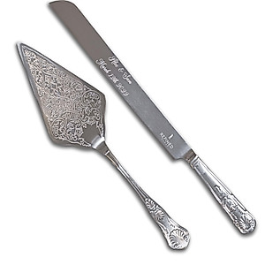 Personalized Engraving Cake Knife and Server Set | Wedding Cake Knife and Server | Wedding Gift | Elegant Cake Cutting Set | Engagement Gift For Couples