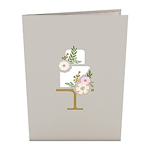 Lovepop Wedding Cake Pop Up Card, 5" W x 7" H, Pink and Green Floral Embellishments, Blank Envelope Included