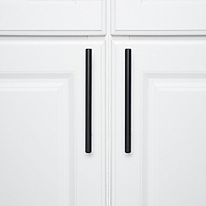 Amazon Basics Euro Bar Cabinet Handle (1/2-inch Diameter), 7.38-inch Length (5-inch Hole Center) - Flat Black, 10-Pack