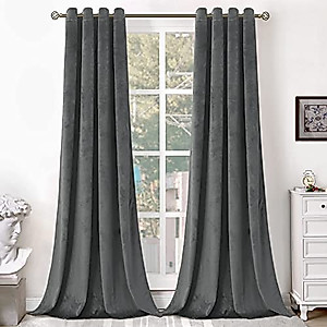 BGment Grey Velvet Curtains for Living Room - Velvet Blackout Curtains 84 Inches Long, Grommet Thermal Insulated Privacy Soft Luxury Window Curtains for Bedroom/Theater, 52 x 84 Inch, Set of 2 Panels
