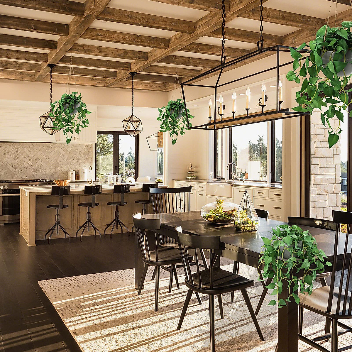 TNNTOPELE Fake Hanging Plants with Pots, 2 Pack Artificial Faux Anthurium Leaf Hanging Basket Plant for Wall Home Room Indoor Outdoor Decor