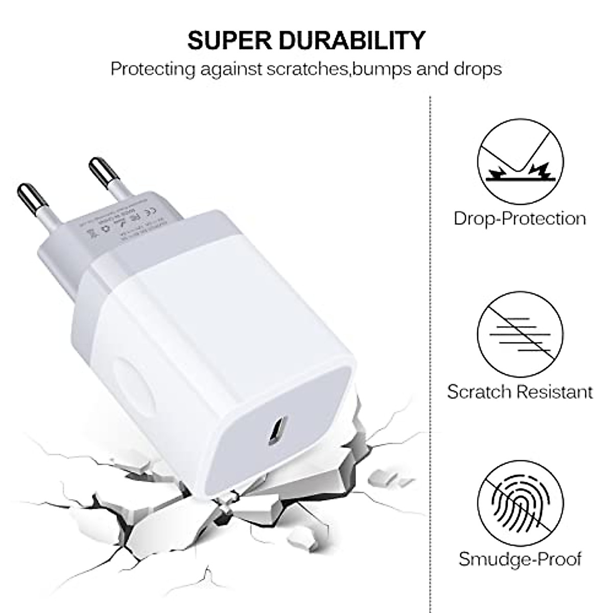European Charger,2-Pack Fast 20W Europe Travel Power Adapter Type C Charger Plug Box Brick Cube Compatible with iPhone 14 Pro Max,13,12,11,Samsung Galaxy S23 Ultra 5G,S23+,S22 Ultra 5G,S21,A53 5G,A12