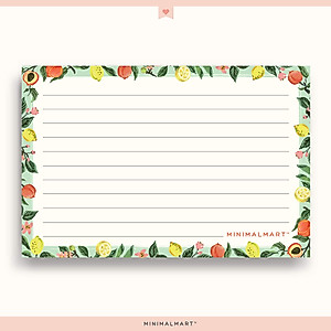 Minimalmart Lemon & Peach Recipe Cards 4" x 6" Recipe Cards- Thick Premium Card Stock With Kraft Paper Look | Ideal For Recipe Box Or Binder | Lots Of Space & Easy To Write On | Set Of 50