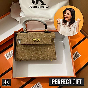 JORDEN KERLAY Small tote bag/Handbag for Women | Gold Clutch bag Shoulder Bag Top-handle bag | Designer aesthetic gold bag for women