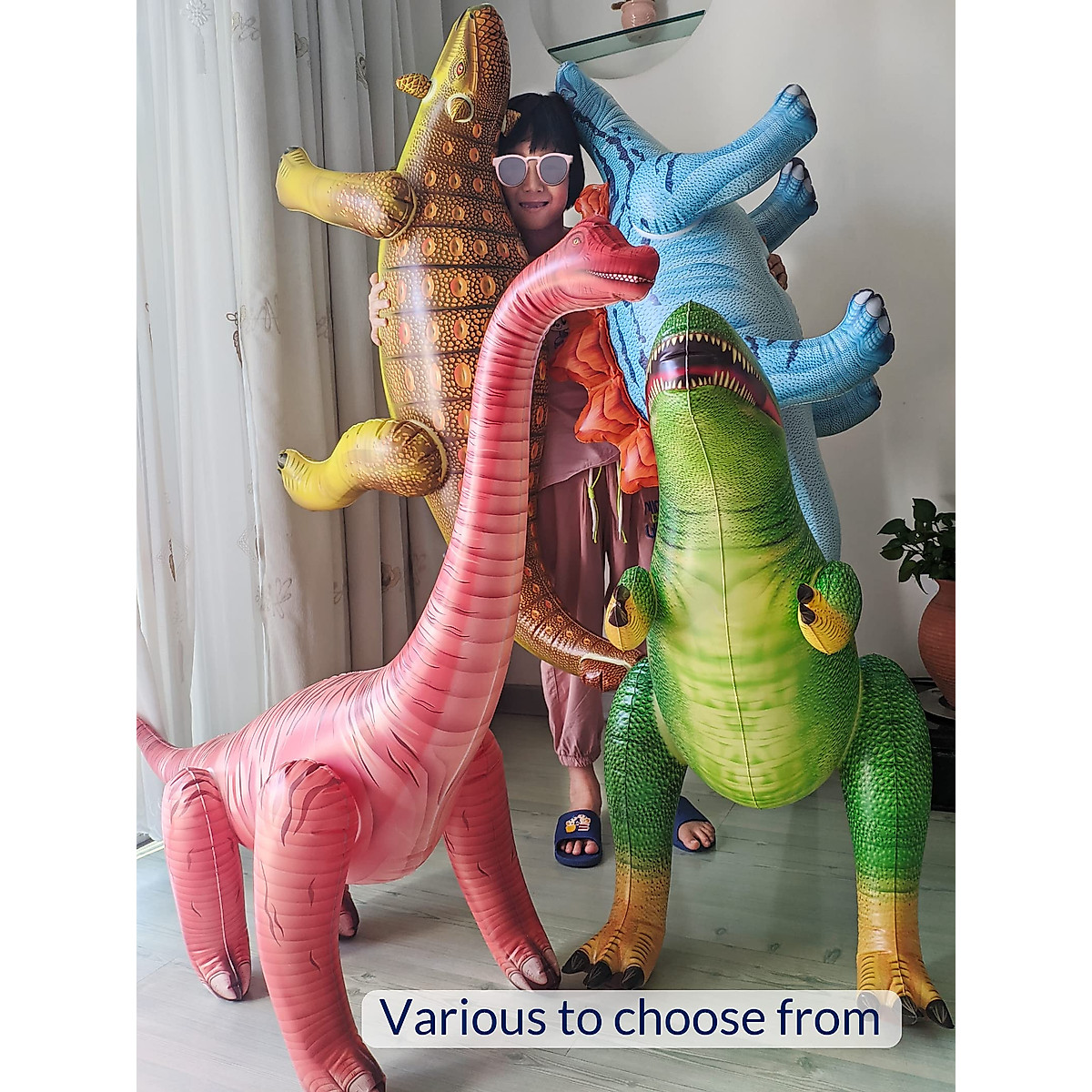 SELPONT c Inflatable Dinosaur Party Supplies Birthday Decorations Balloon Dinosaur Birthday Party Supplies Blow up 3-5-12th Kids Toys(Tyrannosaurus, Stegosaurus, Brachiosaurus Ankylosaurus)