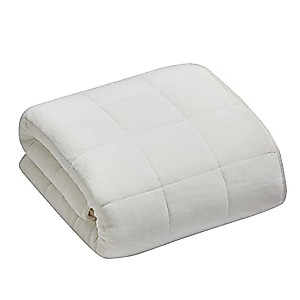 Thesis Home Weighted Blanket with Premium Glass Beads for Kids and Adults- 100% Brushed Microfiber Plush Reversible Sherpa Calming Blanket- 10 lbs - 50 X 60, Ivory