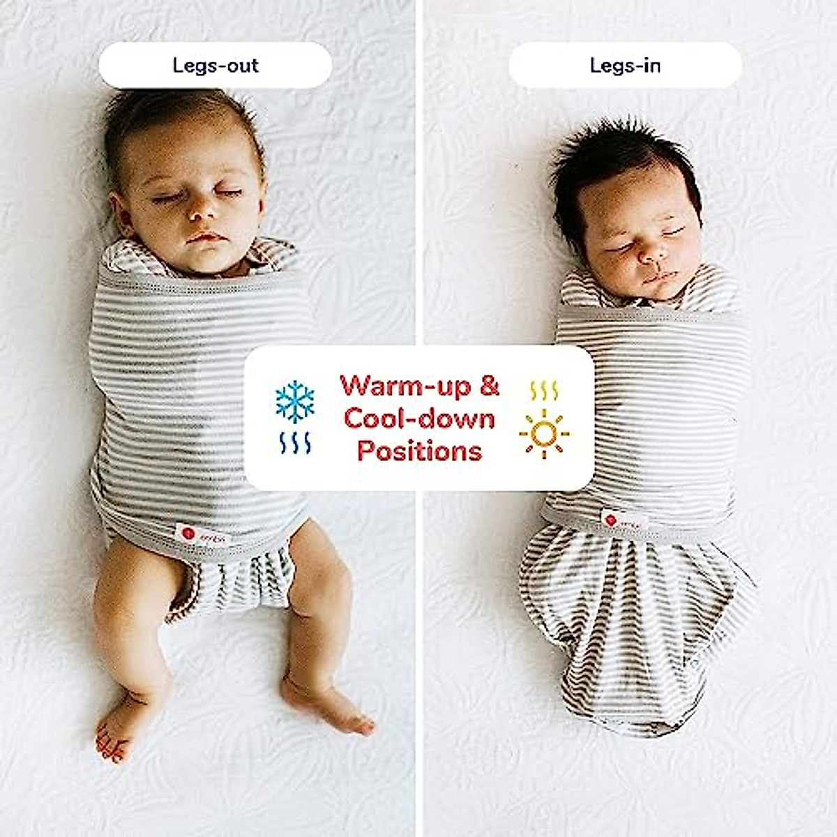 embé 2-Way Starter Baby Swaddle, 6-14 lbs, Newborn Swaddle Sack 0-3 Months, Zip & Hook and Loop Fastener Swaddle 0-3 Months Baby Swaddles Wrap, Hip Healthy, Infant Swaddle - Grey Stripe