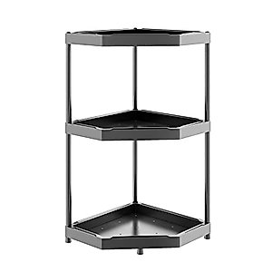 villertech Corner Shelves 3 Tier Small Corner Bookshelf Kitchen Bathroom Standing Shelf Display Rack Storage Rack Plant Stand Room Decor Black