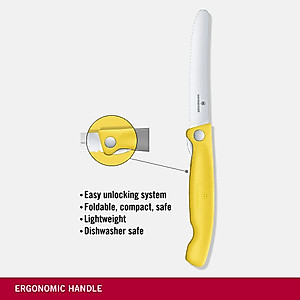 Victorinox Swiss Classic Foldable Paring Knife, Wavy Edge Yellow 4.3 in