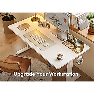 FEZIBO Electric Standing Desk, 55 x 24 Inches Height Adjustable Stand up Desk, Sit Stand Home Office Desk, Computer Desk, White