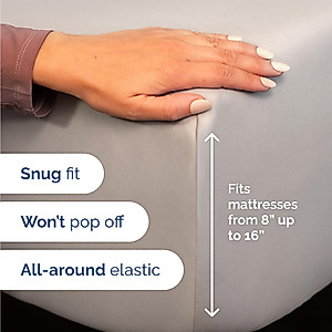 Queen Size 4 Piece Sheet Set - Comfy Breathable & Cooling Bed Sheets Set - Hotel Luxury Bedding for Women, Men, Kids & Teens - Deep Pockets, Easy-Fit, Super Soft & Wrinkle Free - Oeko-Tex - Light Grey