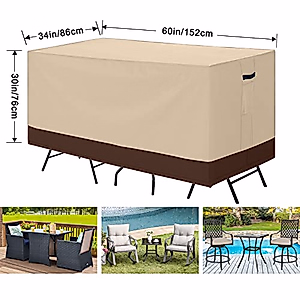 ABCCANOPY Outdoor Patio Table Cover Outdoor Bar Cover Bistro Set Cover 600D Oxford Waterproof Anti-UV Covers Table and Chairs Set Cover for 60x34x30 Inches