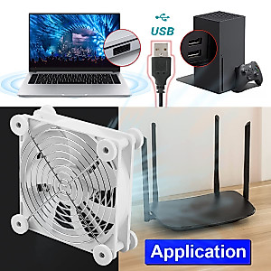 SNOWFAN 120mm USB Fan, 120mm Fan,Silent 5V Fan with Variable Speed Controller for Receiver DVR Playstation Xbox Computer Cabinet Cooling (Single 12025 Fan-White)