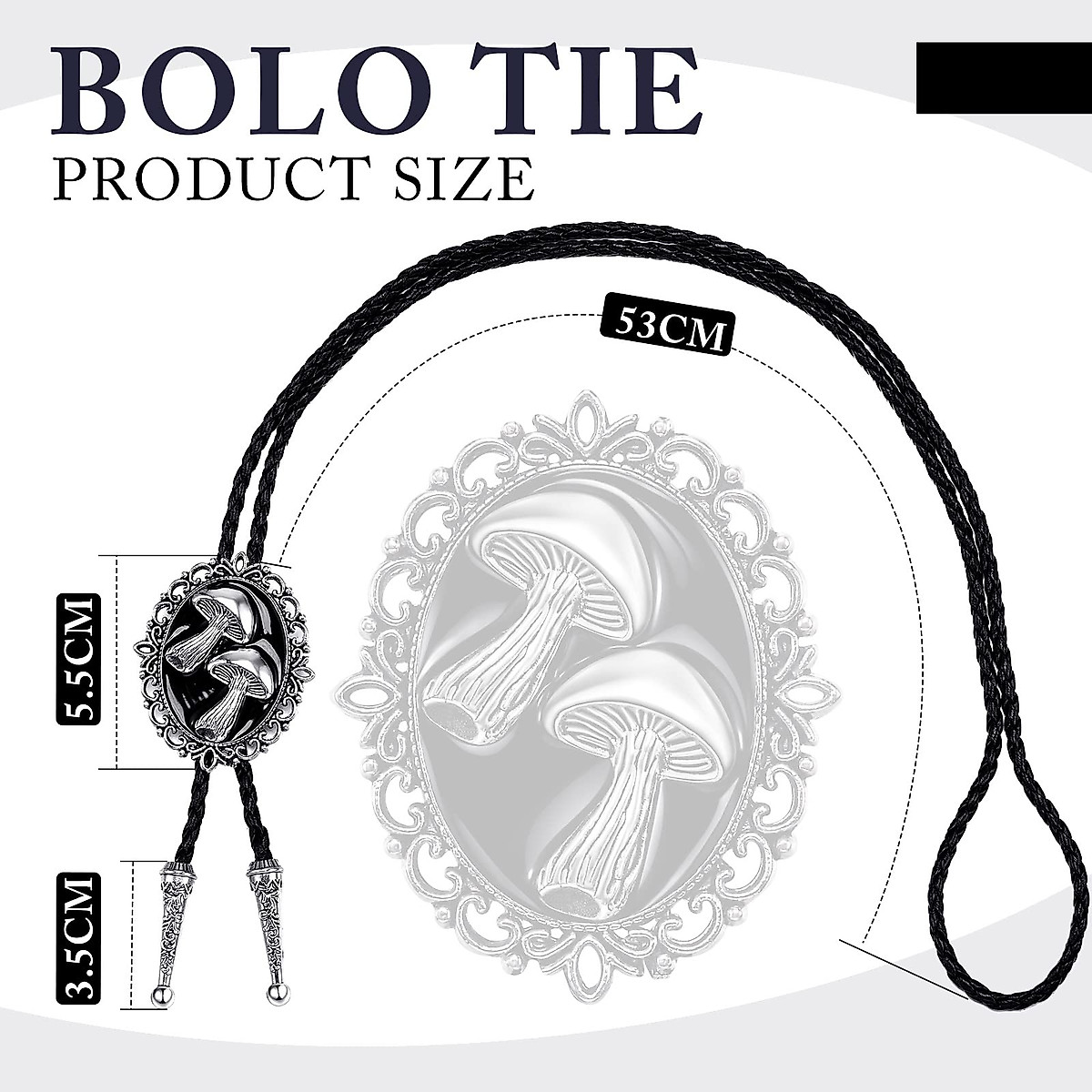 Bolo Tie Bolo Tie for Men Mushroom Bolo Tie Western Bolo Tie Cowboy Necktie Accessories Punk Retro Unisex Jewelry for Men Women(Mushroom)