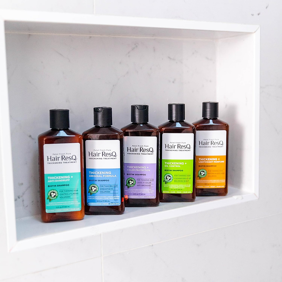 Petal Fresh Hair ResQ Color Protection Natural Thickening Biotin Shampoo for Thinning Hair, Locks in Color & Anti-Breakage, Vegan & Cruelty-Free, 12 fl oz