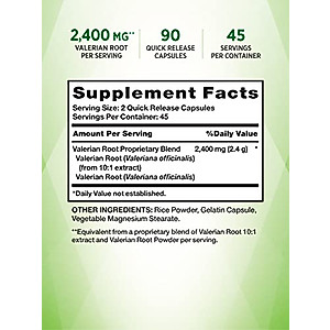 Nature's Truth Valerian Root Capsules | 2400mg | 90 Count | Non-GMO & Gluten Free Supplement