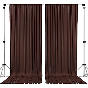 AK TRADING CO. 10 feet x 8 feet IFR Polyester Backdrop Drapes Curtains Panels with Rod Pockets - Wedding Ceremony Party Home Window Decorations - Brown