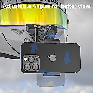 Updated Motorcycle Helmet Chin Strap Mount with Phone Clip Compatible with iPhone 14/14Pro/14 Plus, iPhone 13/13 Pro, iPhone X/XS/XR, Samsung, LG, Pixel, Huawei, Xiaomi and More (Updated Version)