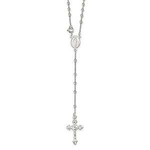 IceCarats 925 Sterling Silver Bead Rosary Necklace 16 inch Chain