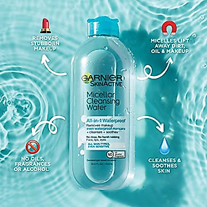 Garnier SkinActive Micellar Water For Waterproof Makeup, Facial Cleanser & Makeup Remover, 13.5 fl. oz, 1 count (Packaging May Vary)