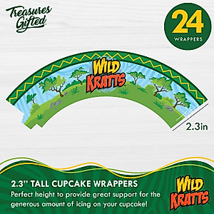 Treasures Gifted Wild Kratts 24ct Cupcake Toppers & Wrappers - Birthday Party Supplies