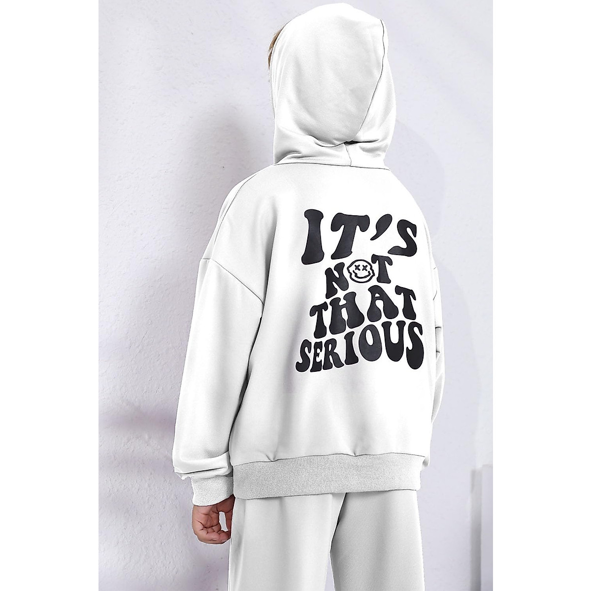 blibean Teen Boy Fall Clothes Sets Jogging Jogger Outfit Little Girl Hoodies Two Piece Sweat Pants Comfy 2pc CLothes Age 12T-13T (Size 12-13 Year) White