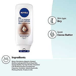 NIVEA Cocoa Butter In Shower Lotion, Body Lotion for Dry Skin, 13.5 Fl Oz Bottle