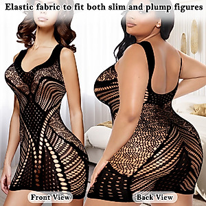 selizo 8 Pack Fishnet Dress for Women, Black Fish Net Lingerie Bodysuit Chemise Nighty Women's Mesh Lace Dress, One Size Fits All