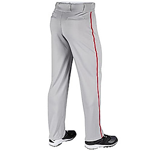 CHAMPRO Men's Standard Triple Crown Open Bottom Adult Baseball Pants, Grey, Scarlet Pipe, Large