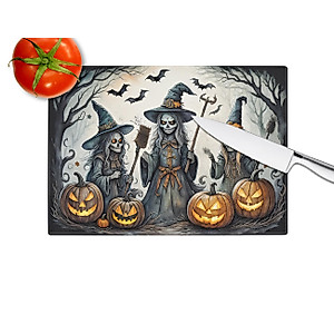 Caroline's Treasures DAC2292LCB Witches Spooky Halloween Glass Cutting Board Large Decorative Tempered Glass Kitchen Cutting and Serving Board Large Size Chopping Board