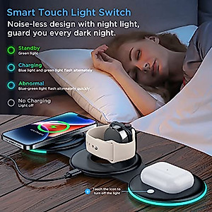 Wireless Charging Station, 3 in 1 Foldable Fast Wireless Charger Pad [Compatible with Magsafe Charger] for iPhone 14/Pro/Max/Plus/13/12 Series, AirPods 3/2/Pro, Apple Watch/iWatch - Black