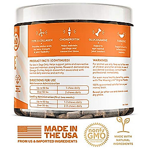 The Missing Link Collagen Care Soft Chew Nutritional Treats for Dogs - Collagen, Glucosamine, Chondroitin & Turmeric - Mobility & Anti-Inflammatory Support - Hip & Joint 60 Count