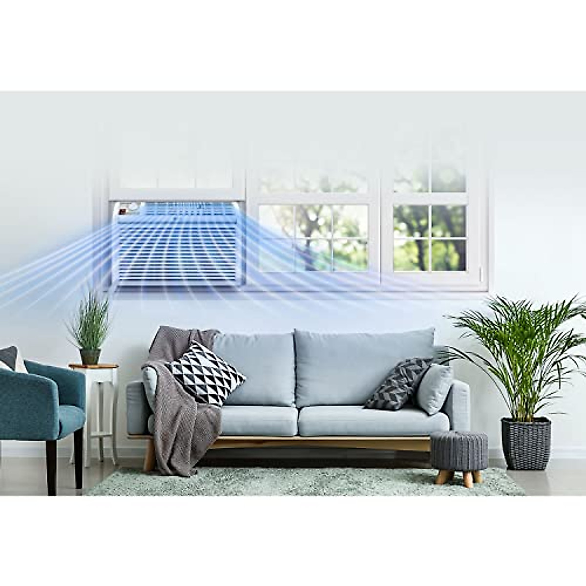 LG 5,000 BTU Window Air Conditioner, 115V, AC Window Unit Cools 150 Sq.Ft. (10' x 15' Room Size), Perfect for Bedrooms, Quiet AC with 2 Cooling & Fan Speeds, 2-Way Air Deflection, and Washable Filter