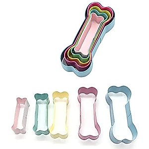 Yonisun 5 In 1 Stainless Steel Metal Dog Bone Shape Cookie Cutter Set Colorful