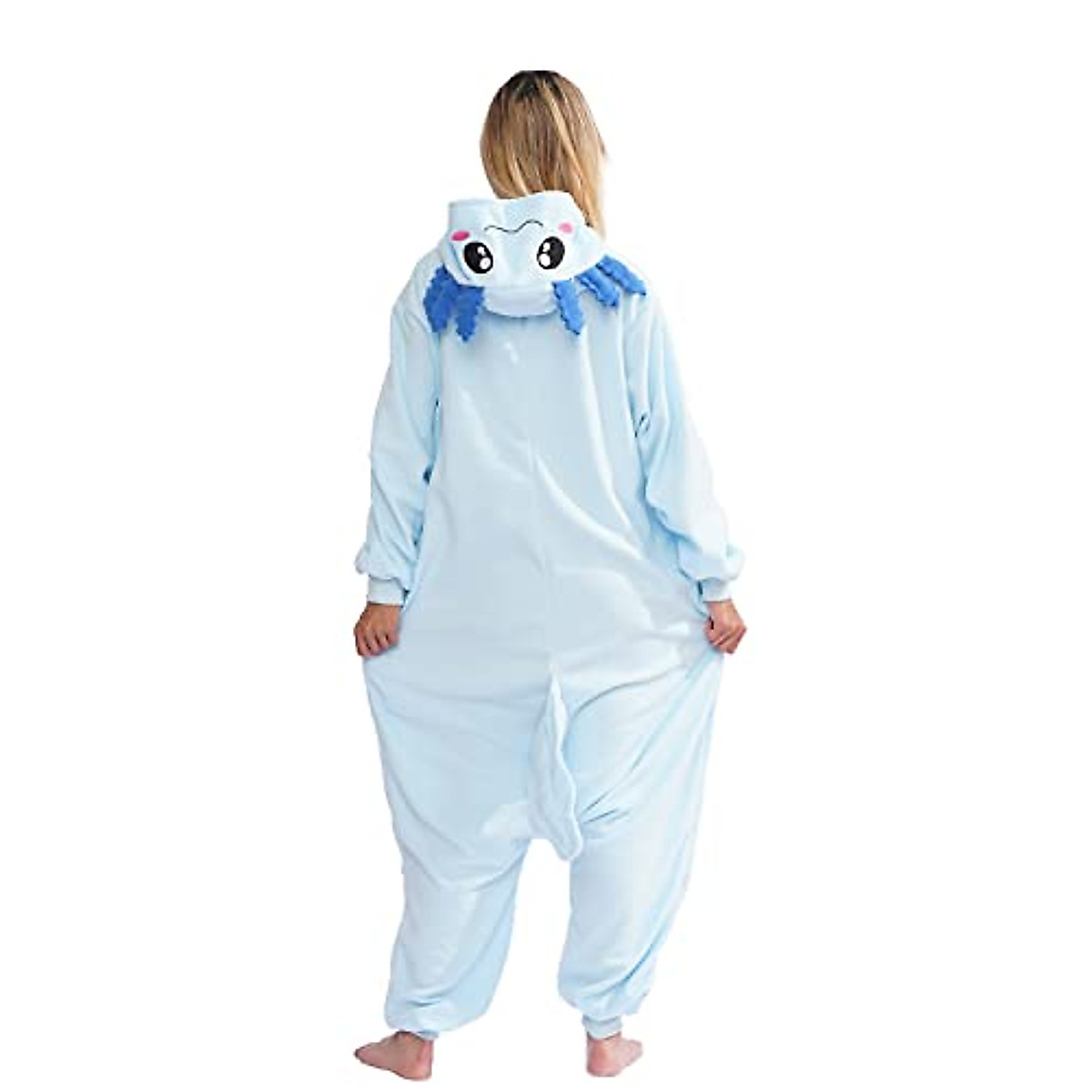 XIGUAGUO Adult Onesie Axolotl Cosplay Costume Animal Plush Homewear Sleepwear Jumpsuit for Men Women Girls Boys Teens