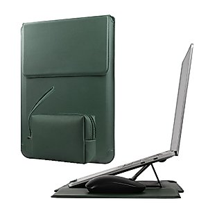 Hyfant Laptop Sleeve Case with Stand and Mouse Pad 13-14 Inch Laptop Case Chromebook Sleeve Leather Protective Cover for MacBook Pro/Air Dell HP Lenovo ThinkPad Samsung Asus Acer LG Laptops