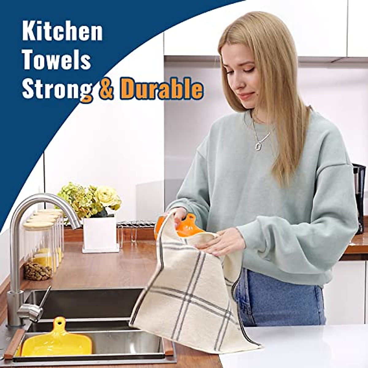 Warome Oven Mitts and Pot Holders Sets, 572°F Heat Resistant Oven Mitts with Soft Cotton Kitchen Towels, Multi-Function Kitchen Potholders with Pockets, Cute Hot Pads and Long Oven Mitts(6pcs)