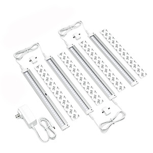 EShine Hand Wave Activated Under Cabinet LED Lighting Kit, Dimmable, 4-Pack 12 in - Touchless Dimming Control, White Under Counter Lights for Kitchen, Garage, Office, Desk - Cool White (6000K)